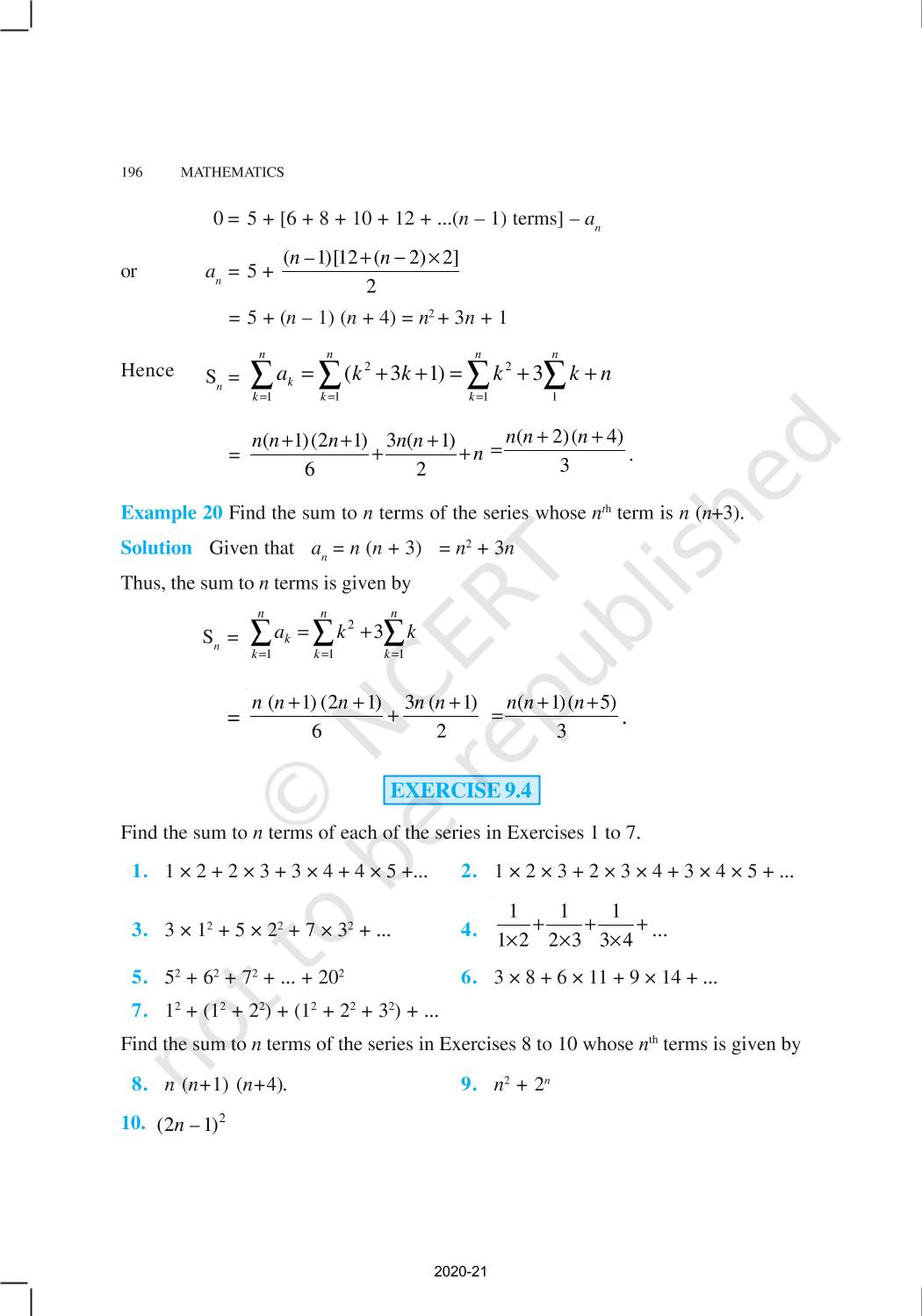 Sequences And Series - NCERT Book of Class 11 Mathematics